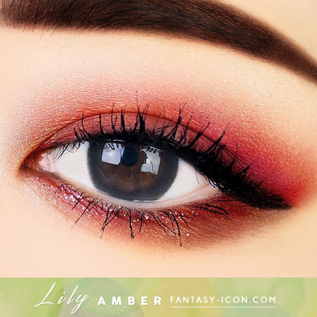 Lily Amber Black Colored Contacts - Circle Lens | fantasy-icon.com