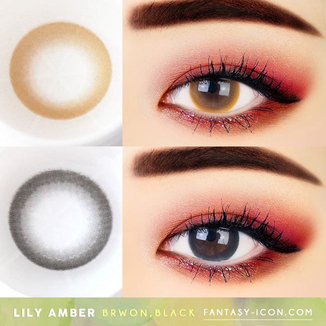 Lily Amber Brown Colored Contacts - Circle Lens | fantasy-icon.com