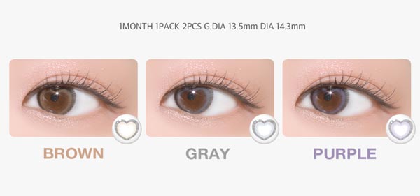 Heart contacts Silicone hydrogel Lens GNG - brown gray purple – fantasy ...
